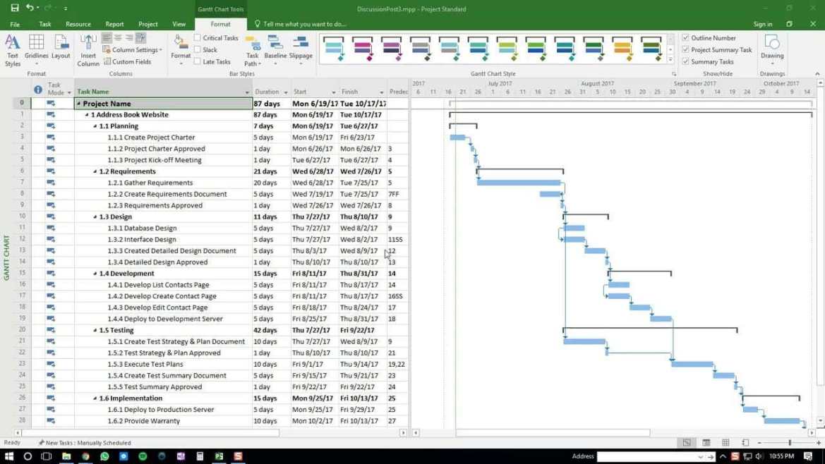 Gantt Chart Template Docx Master Template